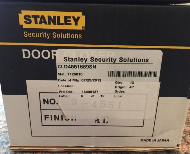 Stanley D-4551 Al Commercial Hardware Door Closer Ships Da-689 for sale ...