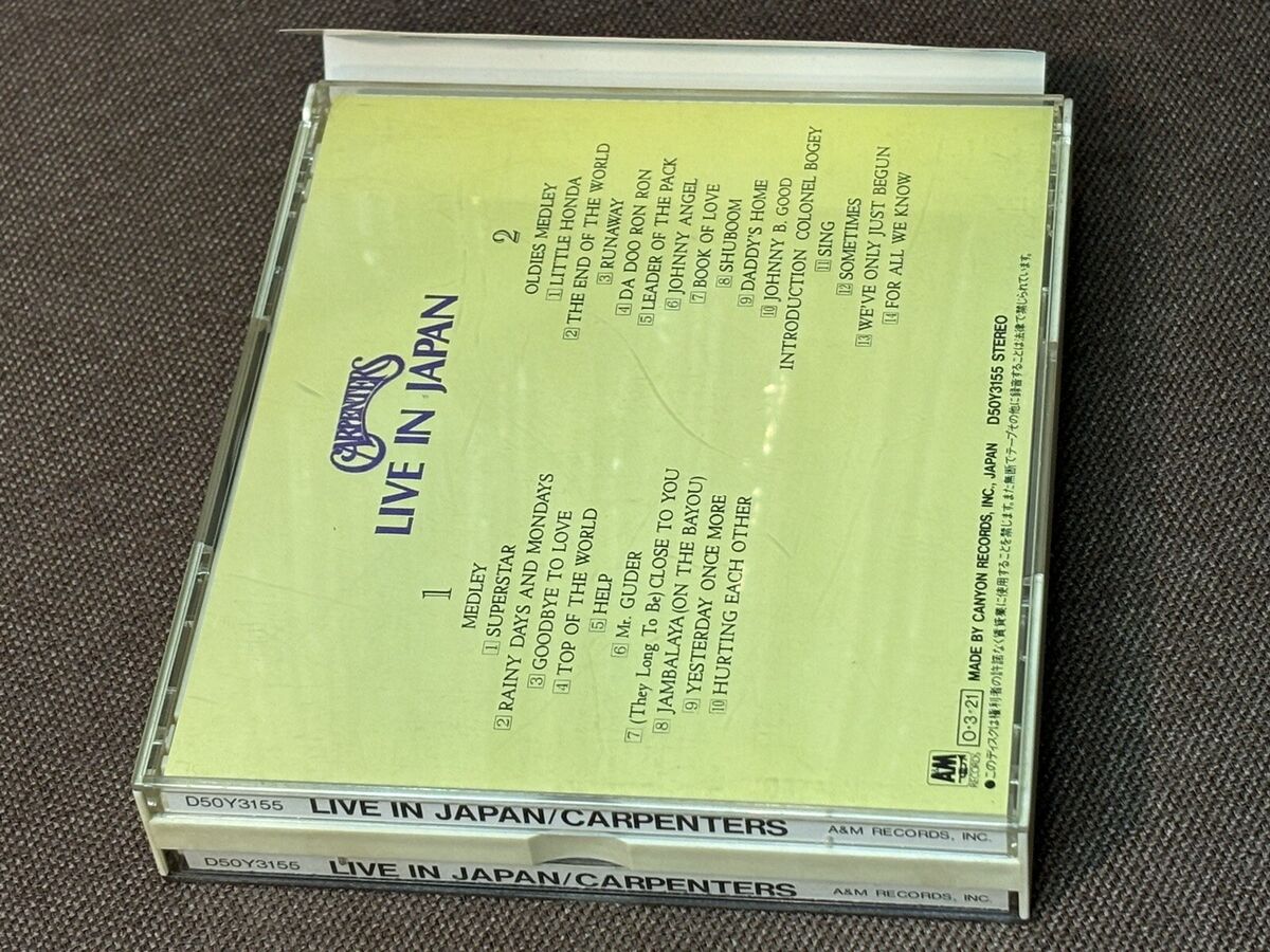 CARPENTERS Live In Japan JAPAN 2CD D50Y3155 w/ OBI + INSERT CARPENTERS Live In Japan JAPAN 2CD D50Y3155 w/ OBI + INSERT