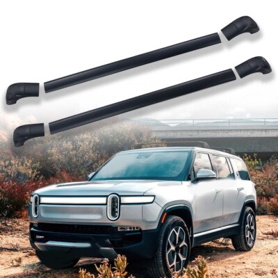 2PCS Black Aluminum Crossbar Roof Rails Cross Bars fits for Rivian R1S ...