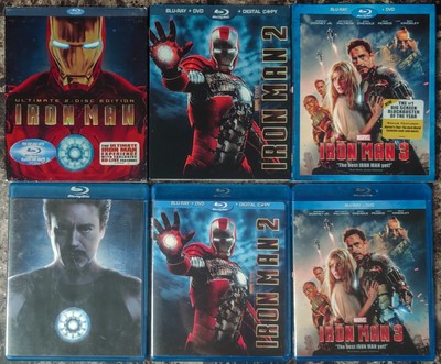 Iron Man Trilogy Ultimate 2 3 Collection Blu-ray DVD Lot 6-Disc Set w ...