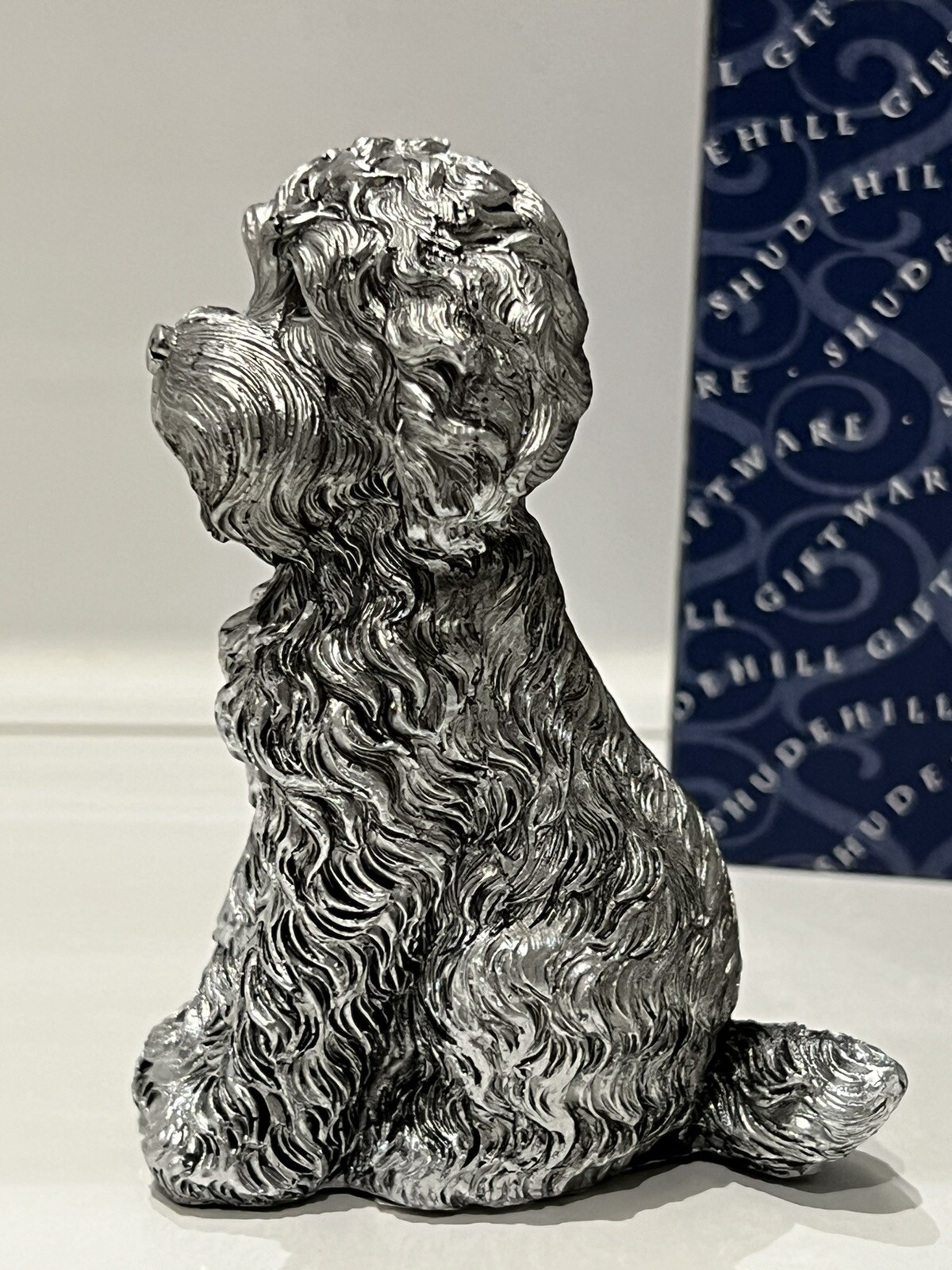 Cockapoo Dog Ornament Figure Silver Sitting Gift | eBay UK
