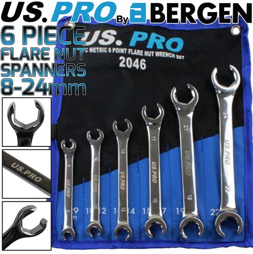 BERGEN Flare Nut Spanner Set 6pc Brake Pipe Gas Fuel Spanner Flare ...