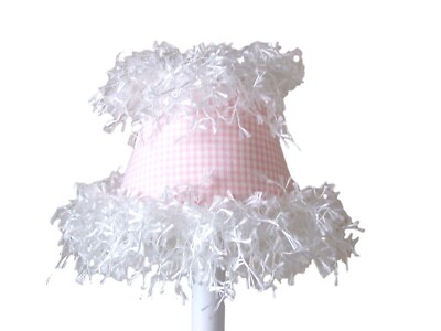 Pink Gingham Check Fluffy trimmed Chandelier Shades, 5" Mini Lamp ...