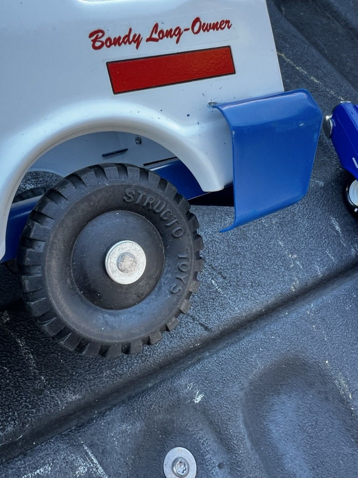 cool vintage Custom Structo flatbed car carrier w die cast race car ...