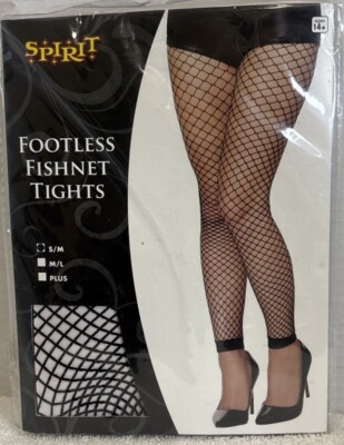 Teens/Women’s FOOTLESS Fishnet Tights By Spirit Halloween S/M New Black ...
