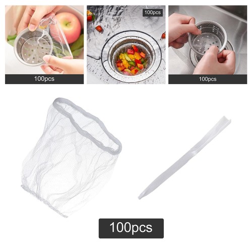 100Pcs Sink Strainer Mesh Kitchen Garbage Bag Sink Drain Filter Screen ...