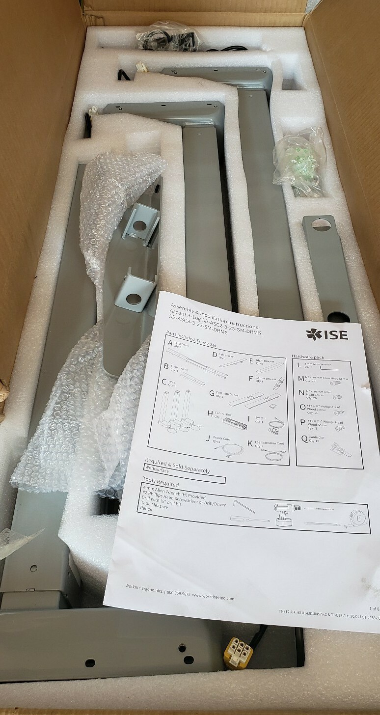 ISE Ascent 3 Leg 3 Stage Workrite Ergonomics Electric Desk Stand-NO TOP ...