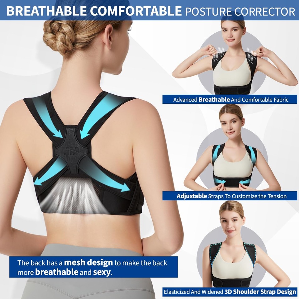 Posture Corrector for Back Adjustable Shoulder Posture Brace for Men and Wom... 860011156932| eBay