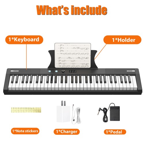 Digital Piano Keyboard 61 Key - Portable Electronic with Semi-Weighted ...