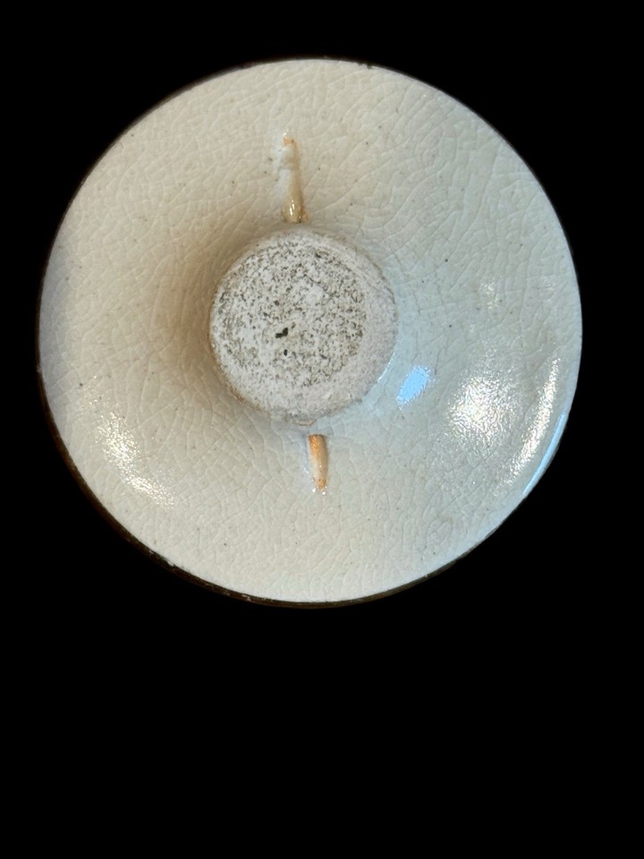 Handsome early 20th c. SATSUMA button ~2 Geisha Girls w shamisen 2" X ...