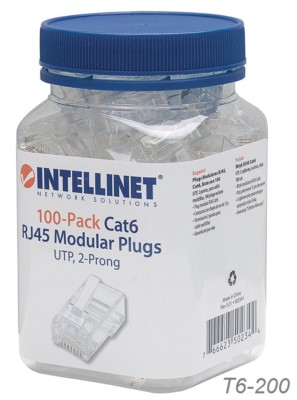100-Pack Intellinet Cat6 RJ45 UTP Standard Modular Plugs, in a jar, T6 ...
