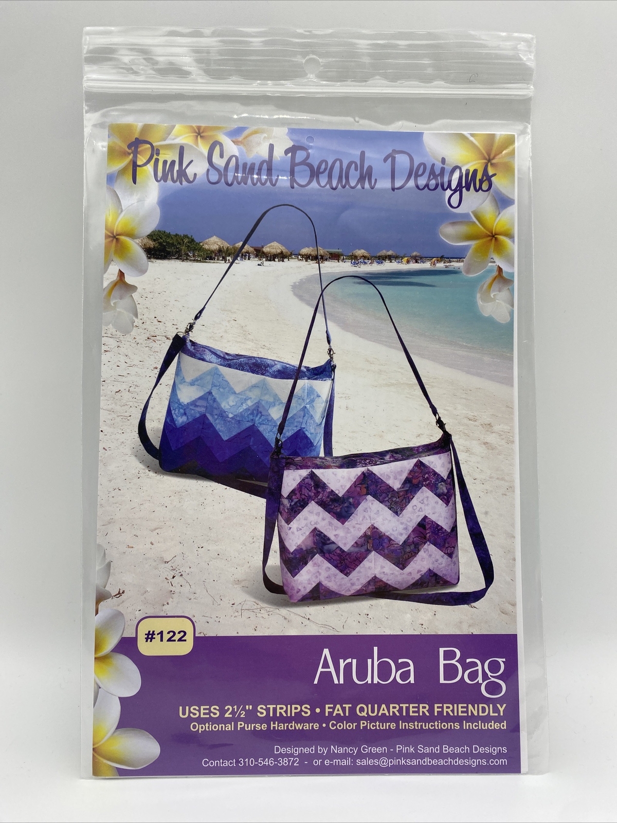 Aruba Bag Purse Sewing Pattern Pink Sand Beach Fat Quarter Friendly ...