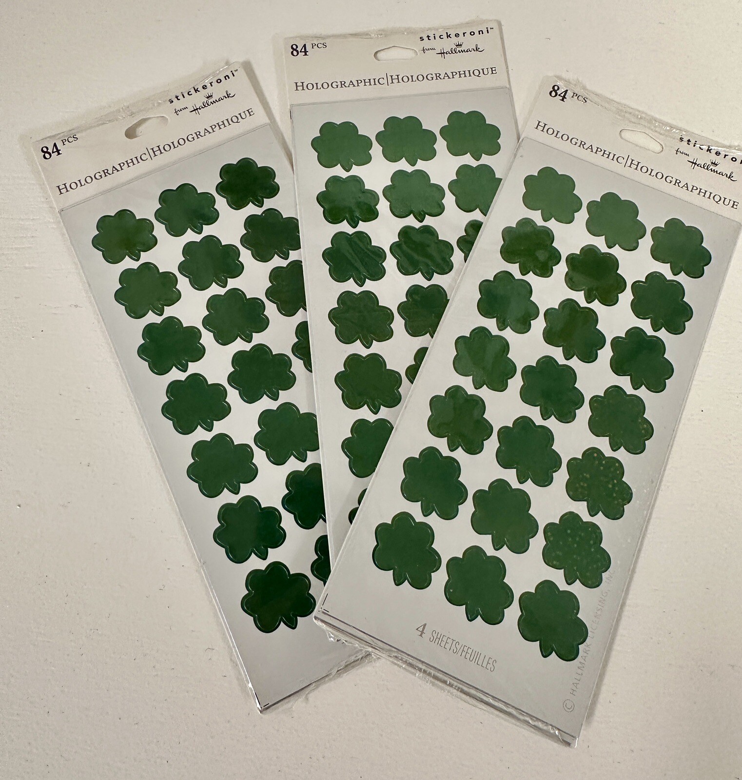Hallmark HOLOGRAPHIC SHAMROCKS Stickeroni STICKERS Scrapbooking 4 ...