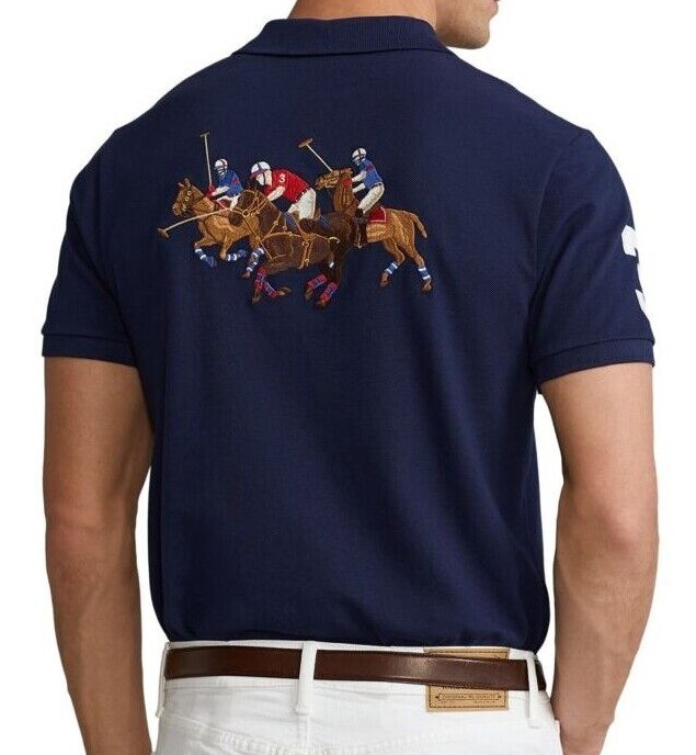 Polo Ralph Lauren Triple Pony No 3 Players Horse Racing Embroidered ...
