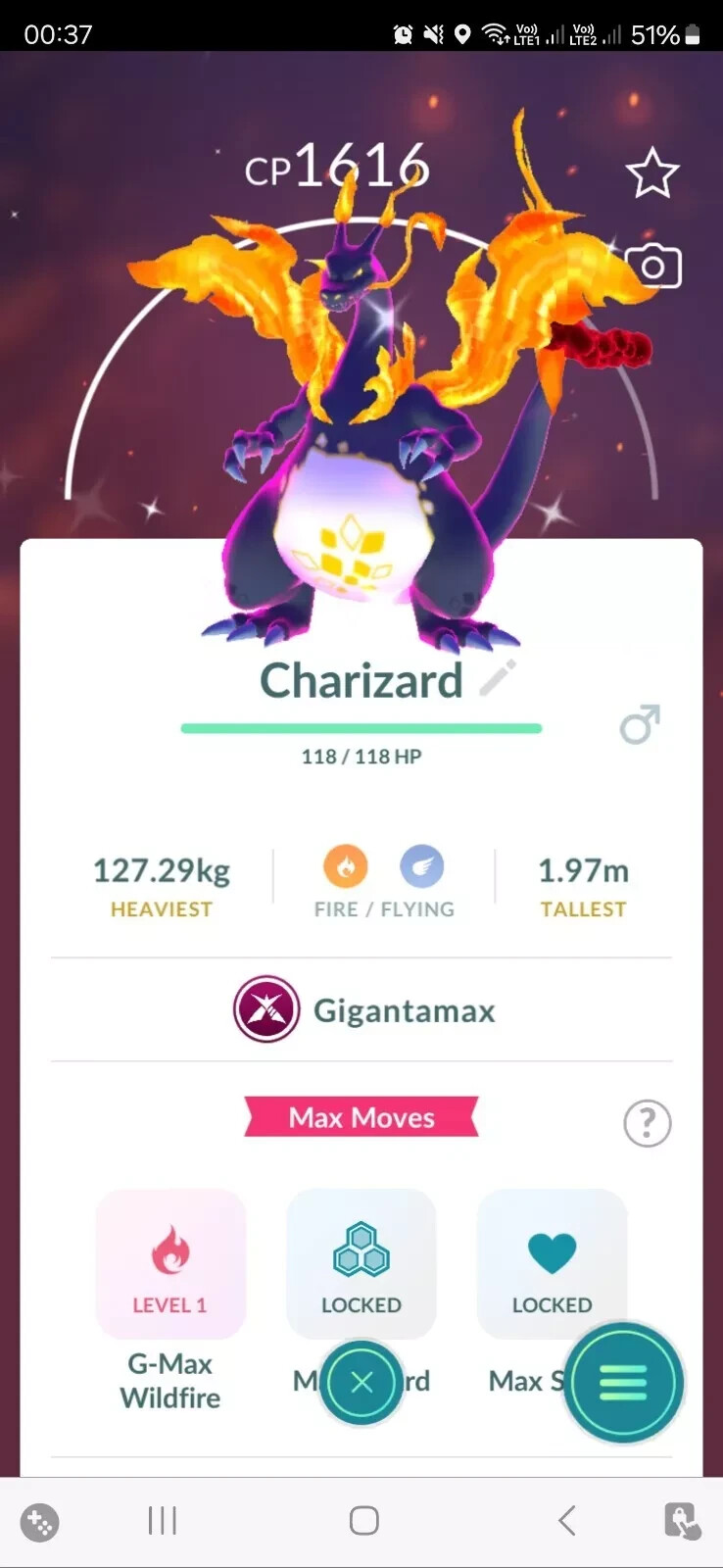 Pokémon Go - Shiny Charizard Gigantamax - Mini P T C or trade 20k dust ...