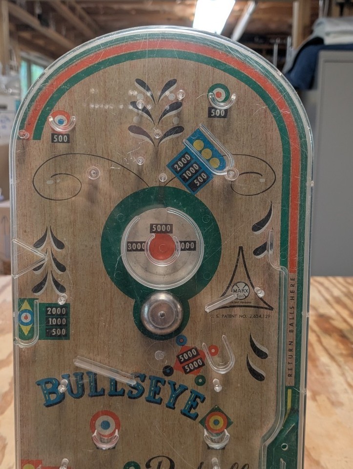 Vintage Marx Bullseye Pinball Machine Tabletop Game | eBay