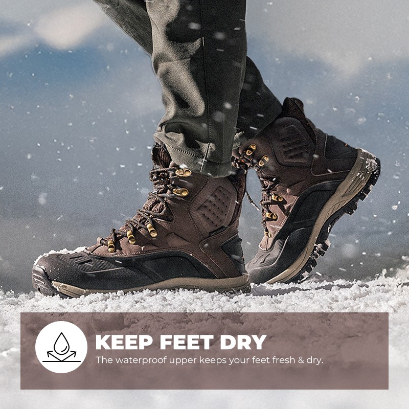 Men's Snow Boots Lace Up Insulated Waterproof Hiking Boots Wide Size | eBay