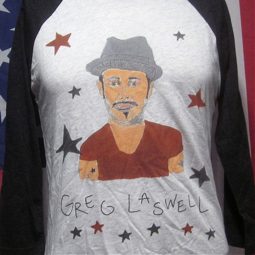 GREG LASWELL small raglan T shirt Shillglen rock San Diego singer ...