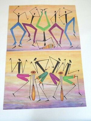 art poster print lithograph Gakonga Dacing Dance music band Jazz vocal ...