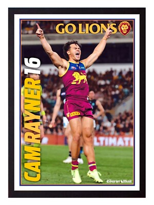 Framed 2024 Brisbane Lions AFL Premiers Poster - Cameron Rayner - 84cm ...