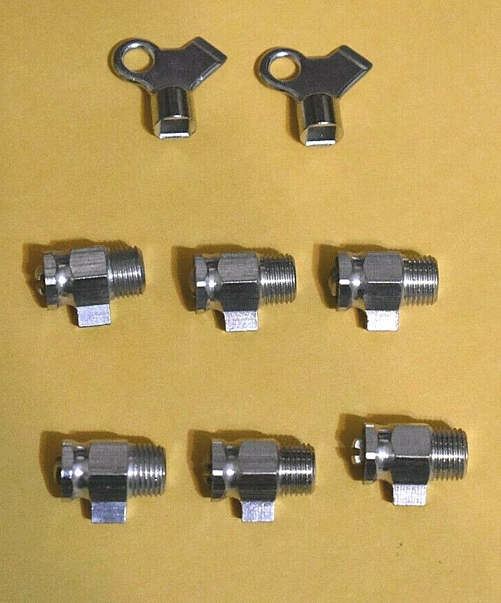6 Radiator Nickel Plated Brass Air Vent Bleeder Coin Valves 1/8" MIP ...