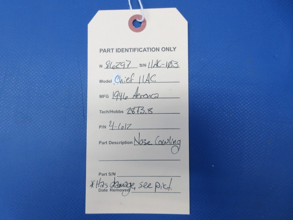 Aeronca 11AC Chief Fiberglass Nose Bowl Cowling P/N 4-612 (1024-1244 ...