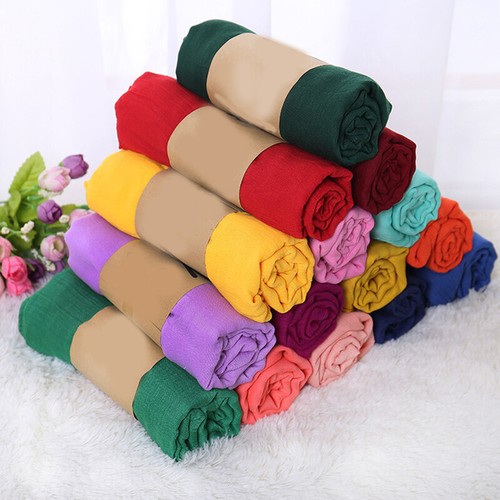 180*55cm Candy Colored Cotton Linen Long Scarf Solid Color Soft Scarves ...