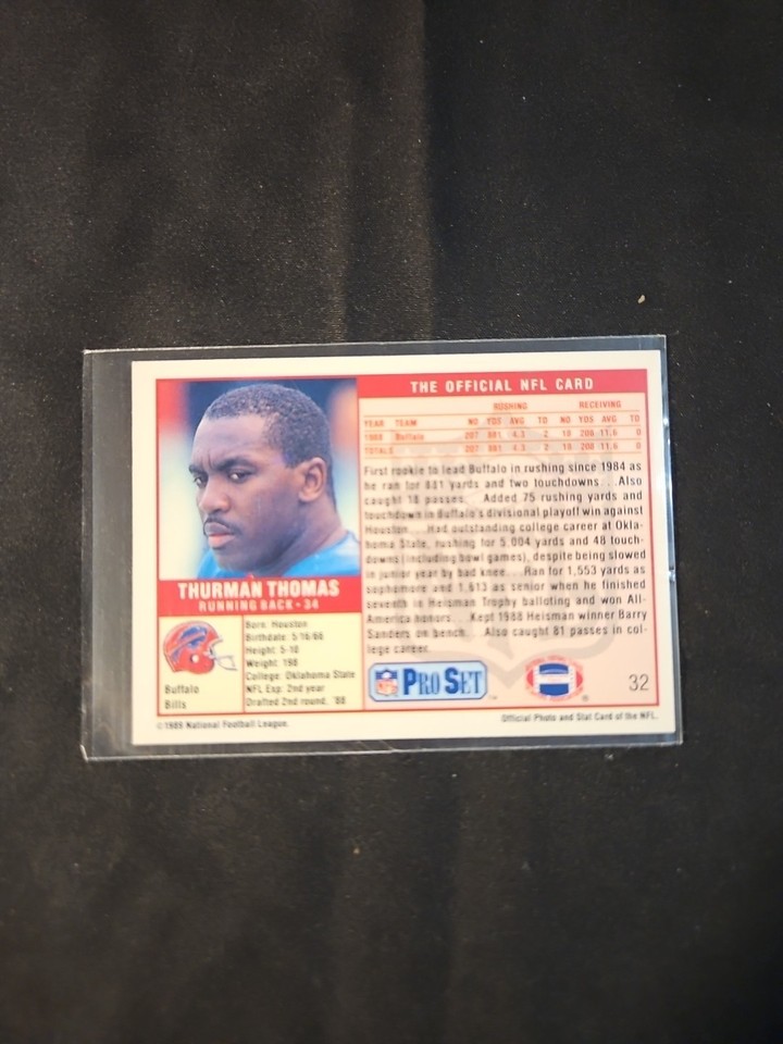 1989 Pro Set - Thurman Thomas #32 (RC) | eBay