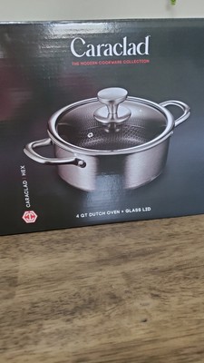 Caraclad Hex 4Qt Dutch Oven Glass Lid Stainless Aluminum Core NonStick ...
