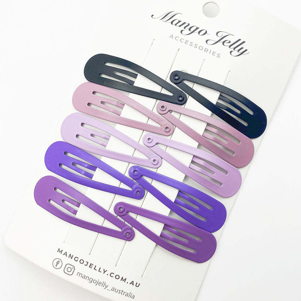 Everyday Snap Hair Clips (5cm) Purple One Pack MANGO JELLY | eBay Australia
