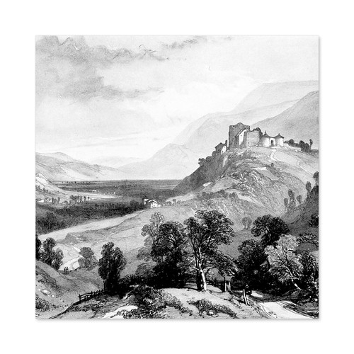 Harding Pontcharra Castle Bayard Landscape Drawing Large Art Print ...