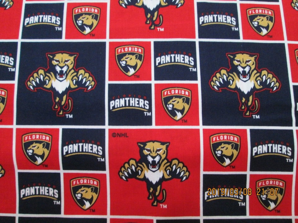 FLORIDA PANTHERS FABRIC 1 YARD BRAND NEW SQUARE DESIGN 100% COTTON | eBay