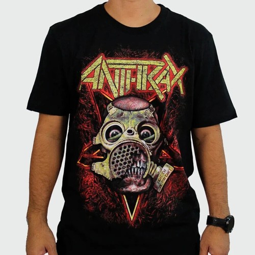 Official Licensed T-Shirt Anthrax Gas Mask Skull (Front/Back) | eBay
