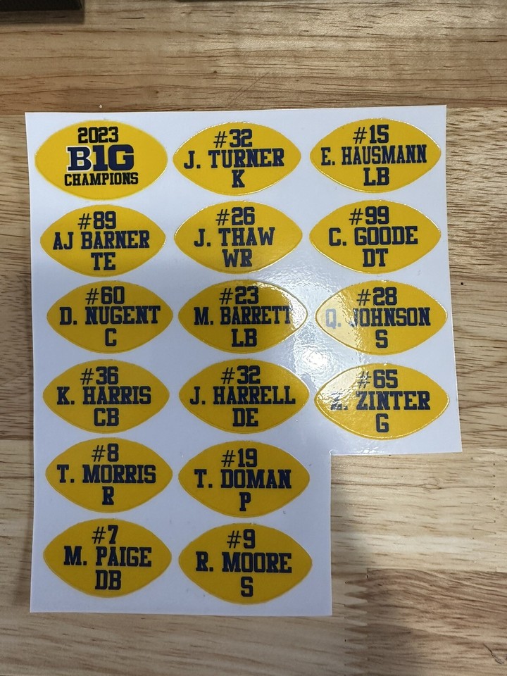 Michigan Wolverines Championship Award Decals For Full Sized Helmets (1 ...