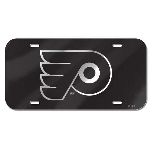 PHILADELPHIA FLYERS BLACK AND SILVER CRYSTAL MIRRORED CAR LICENSE PLATE ...