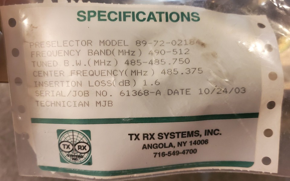 Tx Rx Systems UHF Preselector | eBay