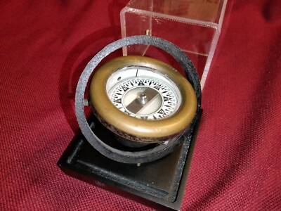 Vintage WW2 1942 Wilcox brass ships nautical compass works good has ...