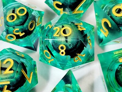 🐲Green Dragon Eye Liquid Core Resin Dice Set - 5E DND Dungeons Dragons ...