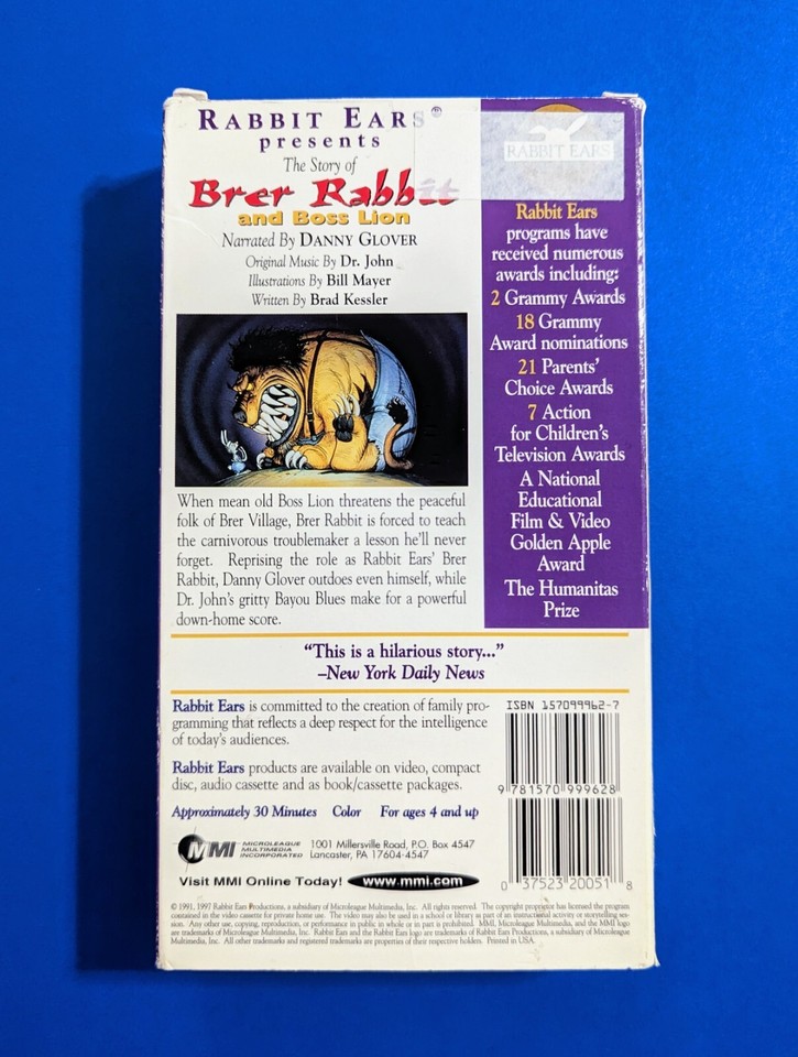 Brer Rabbit & Boss Lion (1997 VHS) Dr. John Danny Glover MMI Rabbit ...