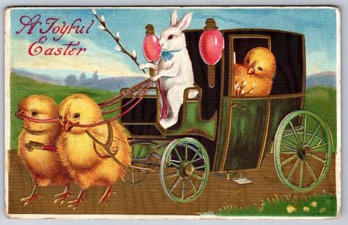 Easter Fantasy~Chicks Pull Coach~White Bunny Rabbit Driver~Egg Lanterns ...
