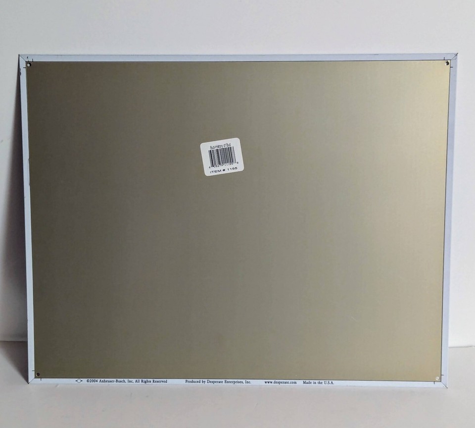 Vintage Budweiser Beer Tin Metal Sign Bottle Brewing History Since 1876 ...