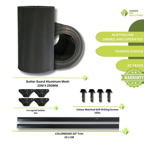 10m Aluminium Mesh Box Gutter Guard Kit For CORRUGATED ROOF Including ...