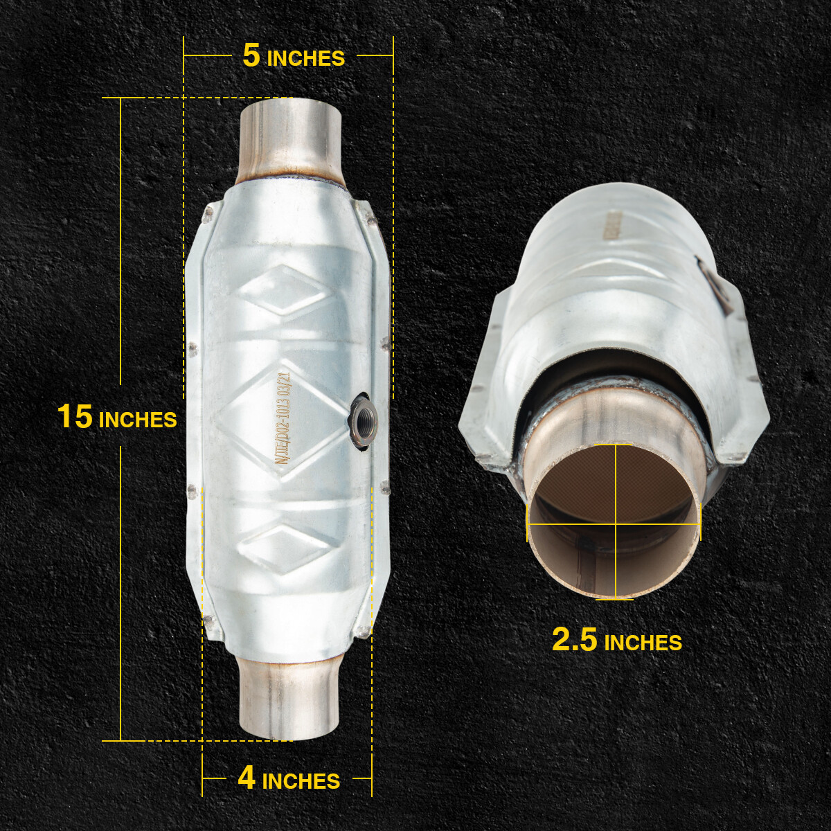 2Pcs 2.5'' Universal Catalytic Converter High & Flow Racing Steel EPA ...