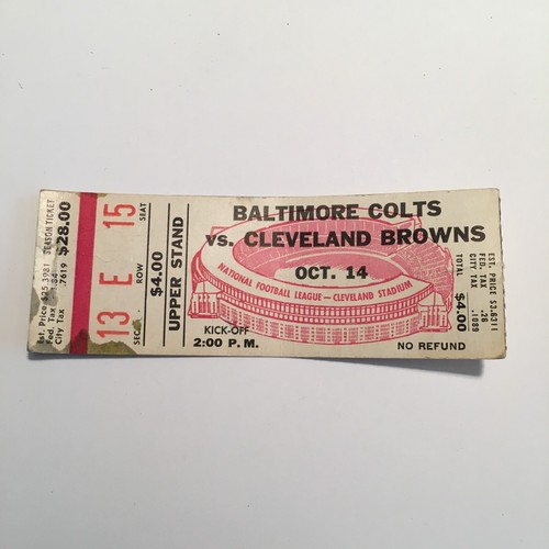 1962 Baltimore Colts vs Cleveland Browns NFL football vintage ticket ...