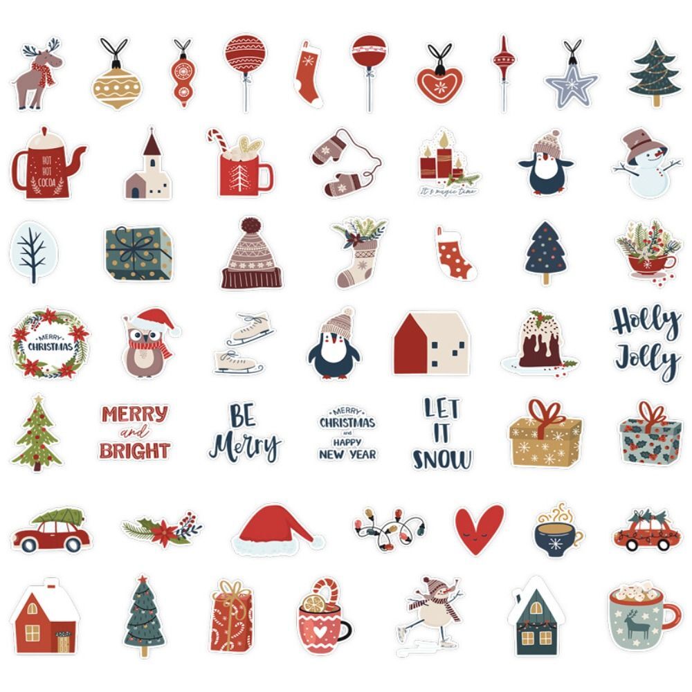 50PCS Santa Claus Christmas Cartoon Stickers Merry Christmas Stickers ...