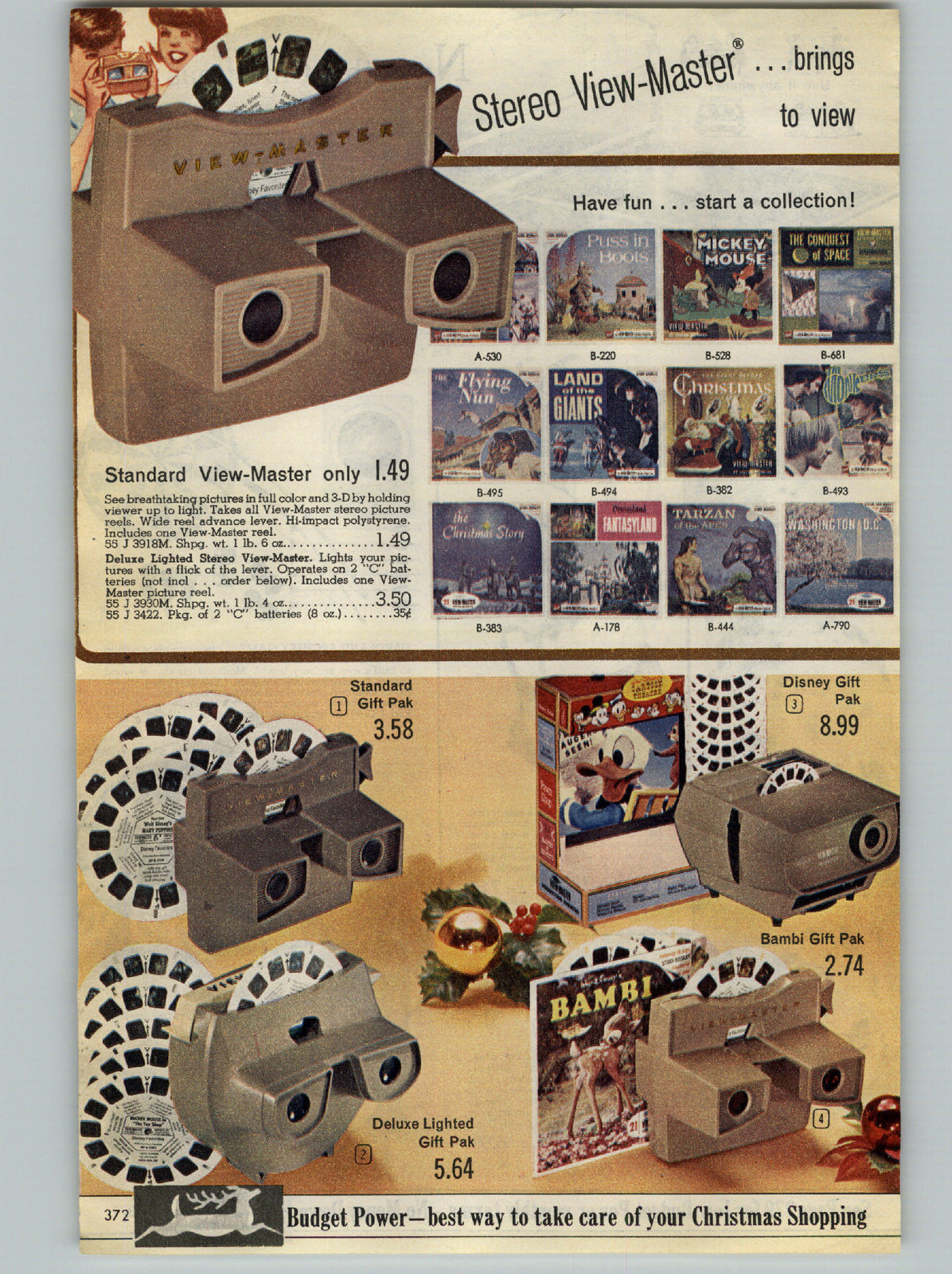 1968 PAPER AD Viewmaster Disney Projector Bambi Flying Nun Land Giants ...