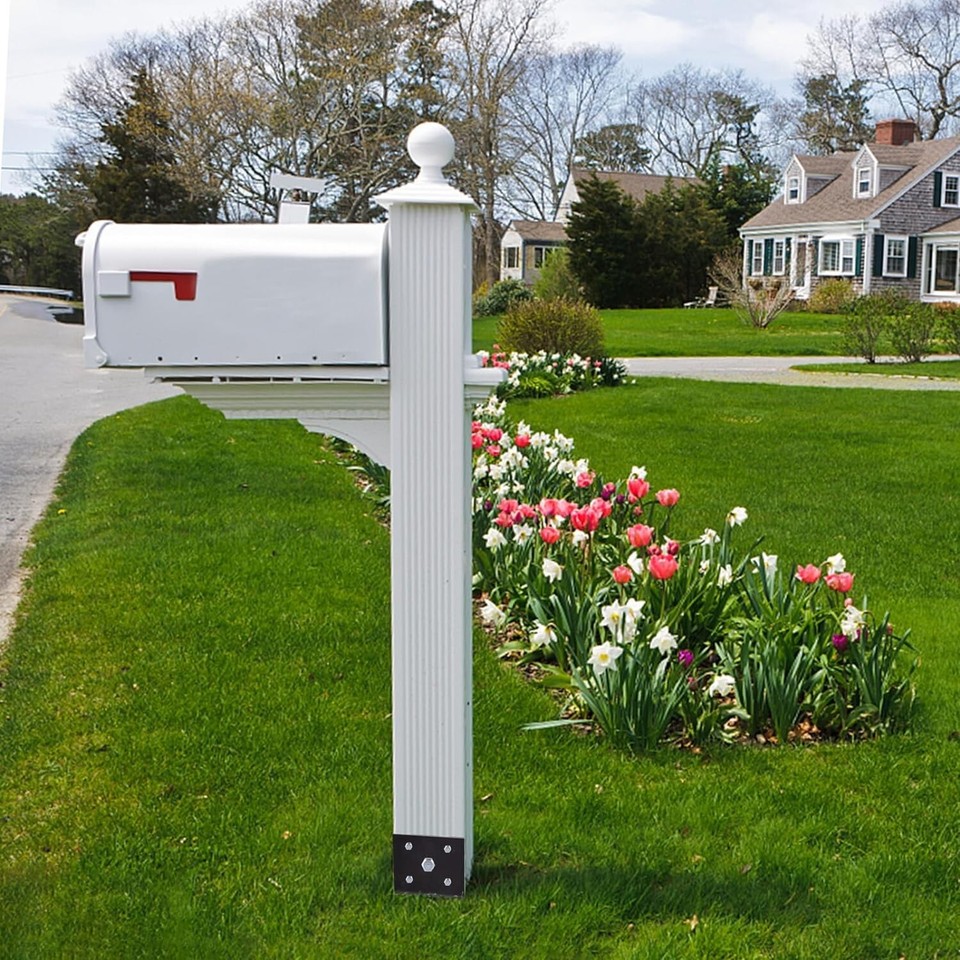 4 Pack U Shape Post Anchor 6x6" Post Base Concrete Galvanized Black ...