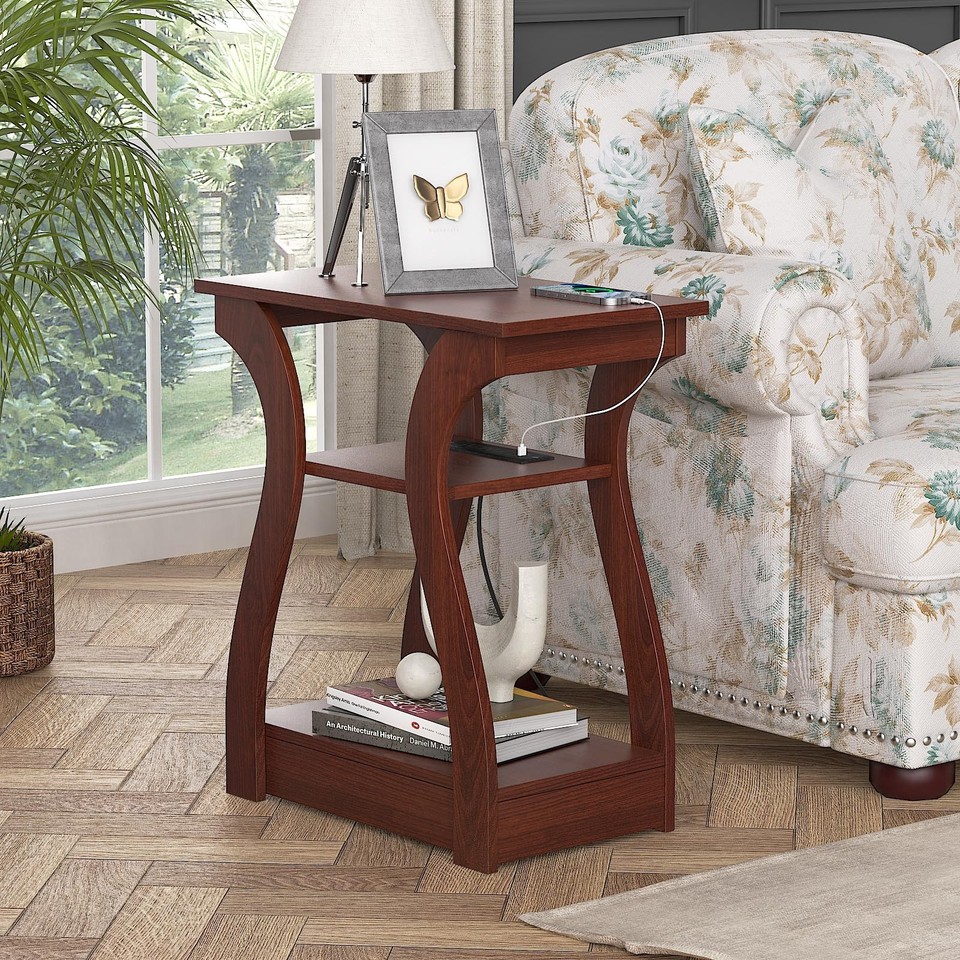 End Tables Living Room, End Table with Charging Station, Cherry End Table wit... | eBay