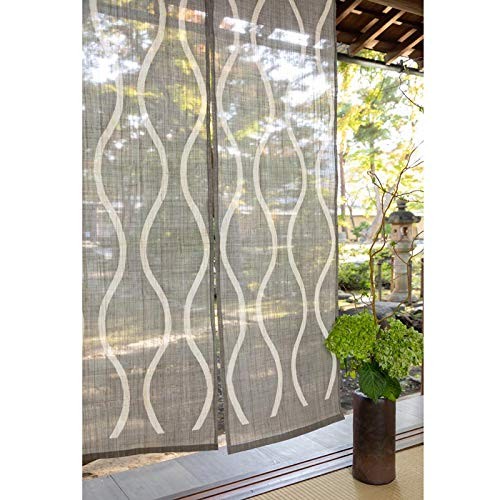 Japanese Curtain (Noren) / Hemp / Tatewaku / Grey / W33xH59 inches ...