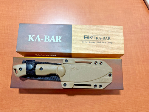KA-BAR BK18 BECKER HARPOON FIXED BLADE KNIFE (BROWN) 1095 w/ Celcon ...